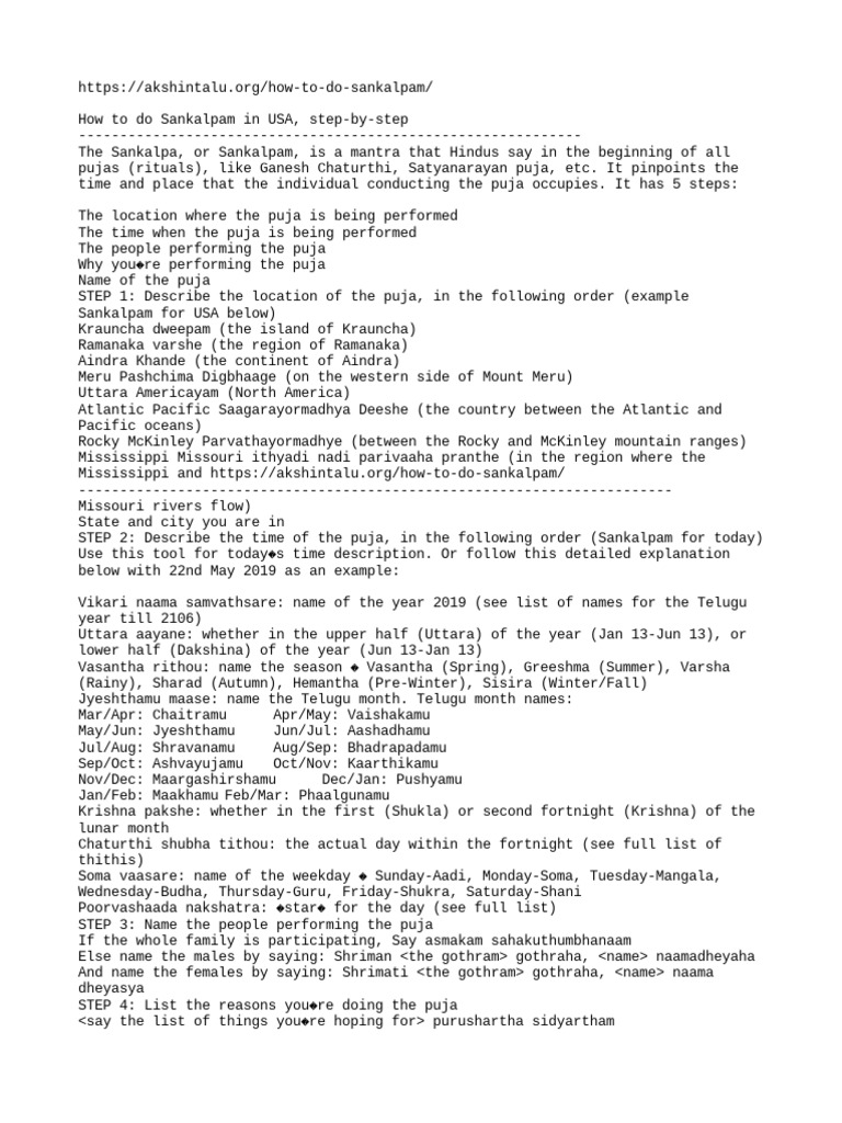 Sankalpam | PDF | Indian Religions | Hindu Mythology