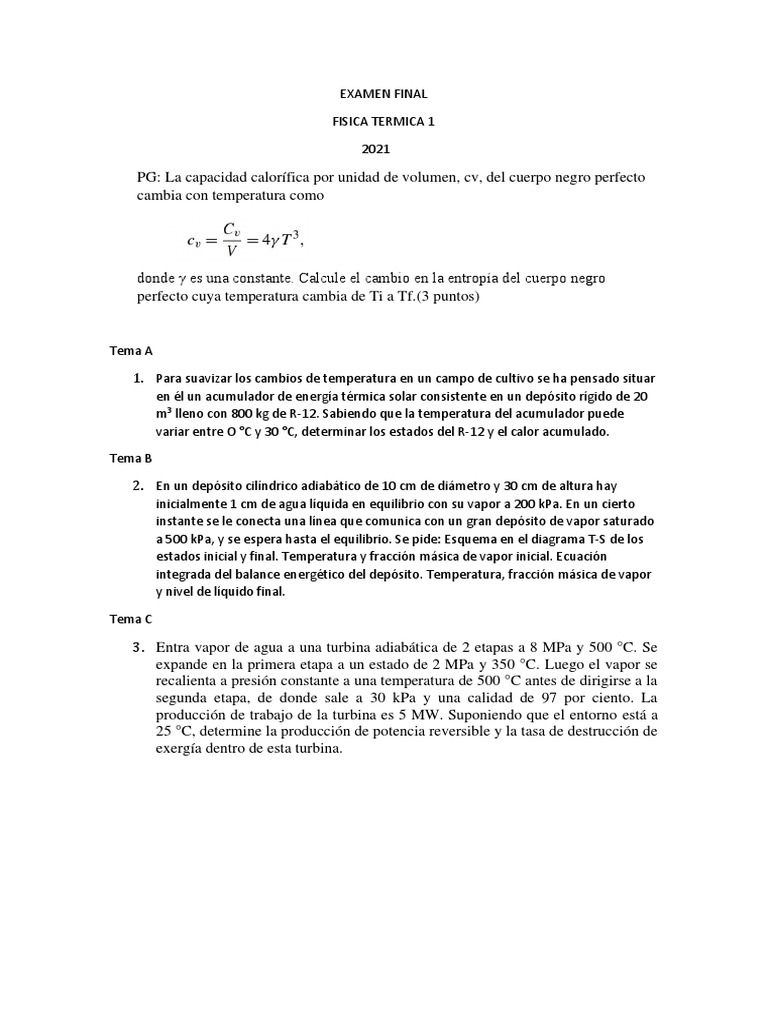Examen Final 20212 | PDF | Humedad | Temperatura