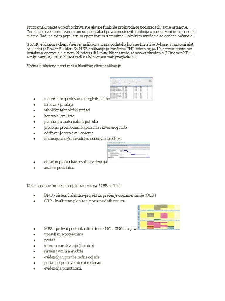 Programski Paket GoSoft Pokriva Sve Glavne Funkcije Proizvodnog ...