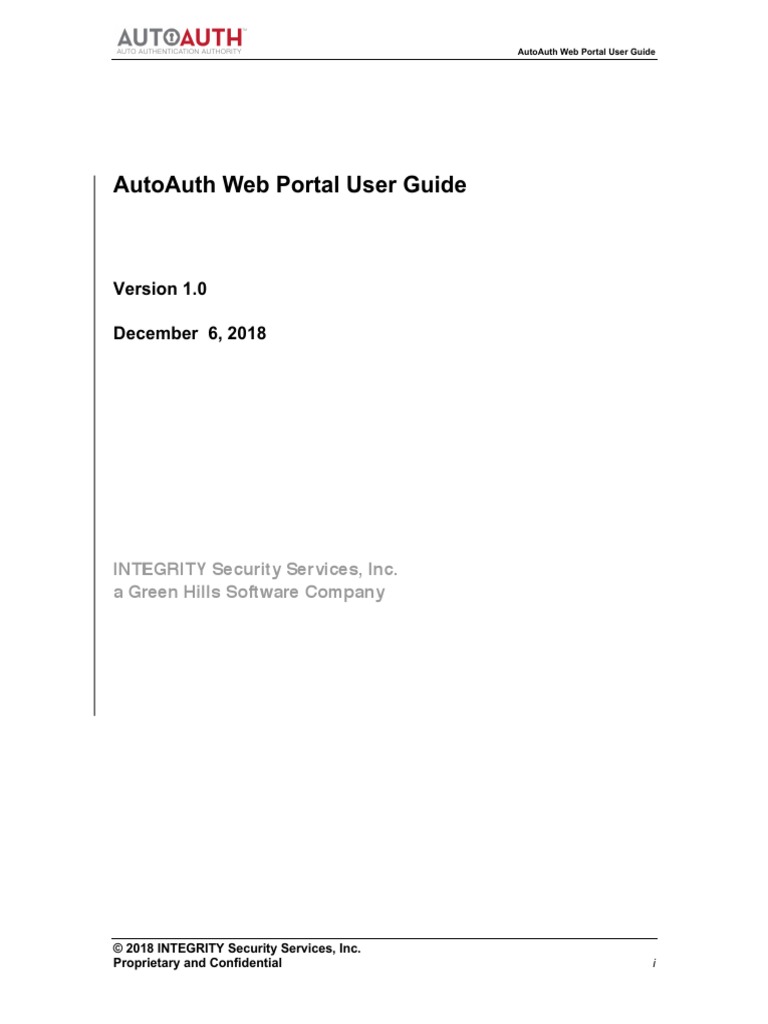 Autoauth Web Portal User Guide: December 6, 2018 | PDF | Password ...