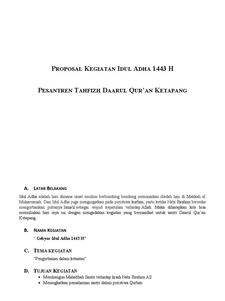 Proposal Gebyar Idul Adha 1443 H | PDF | Agama & Spiritualitas