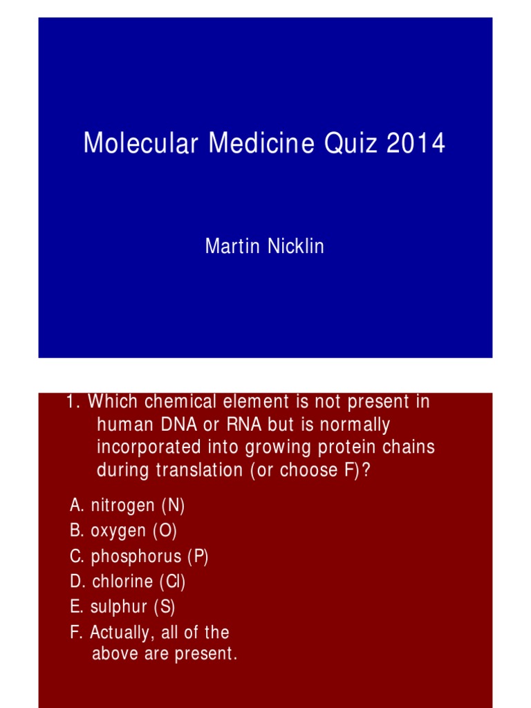 Molecular Medicine Quiz 2014: Martin Nicklin | PDF | Endoplasmic ...