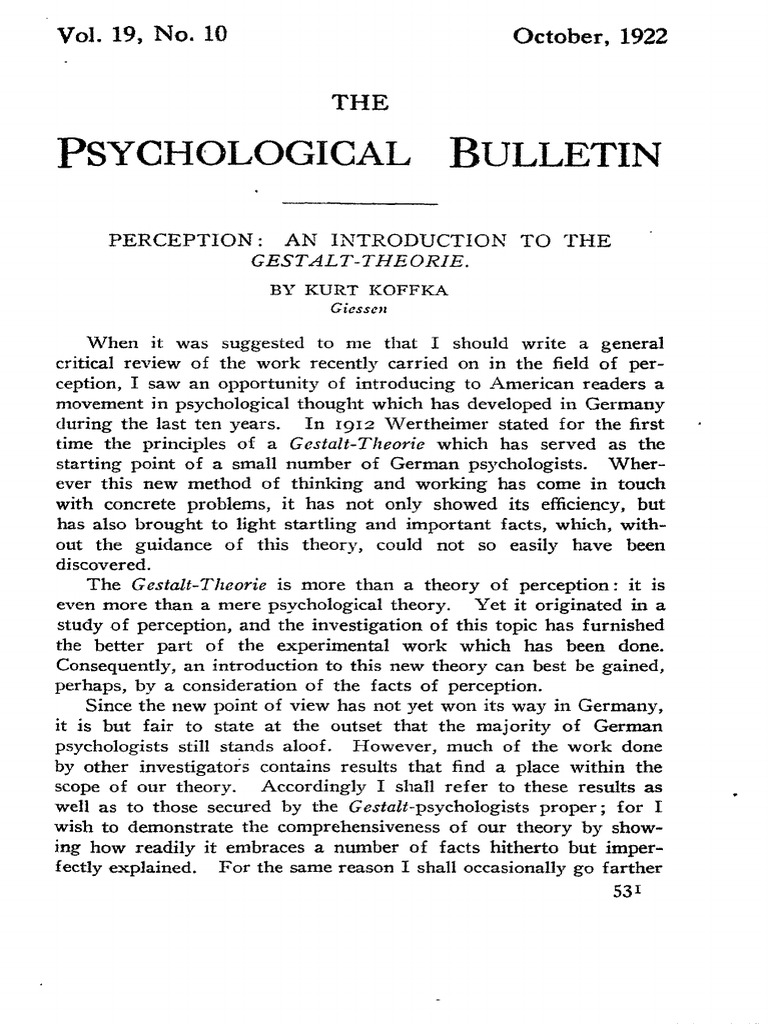 Koffka, K. (1922) - Perception An Introduction To The Gestalt-Theorie ...