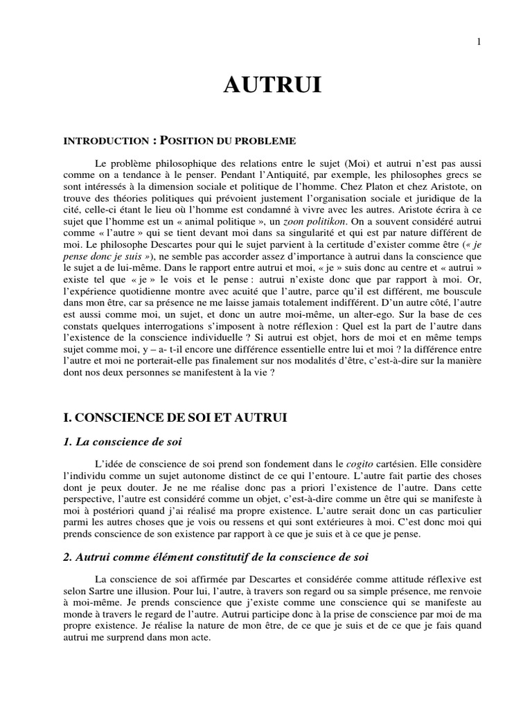Autrui | PDF | Conscience | Liberté