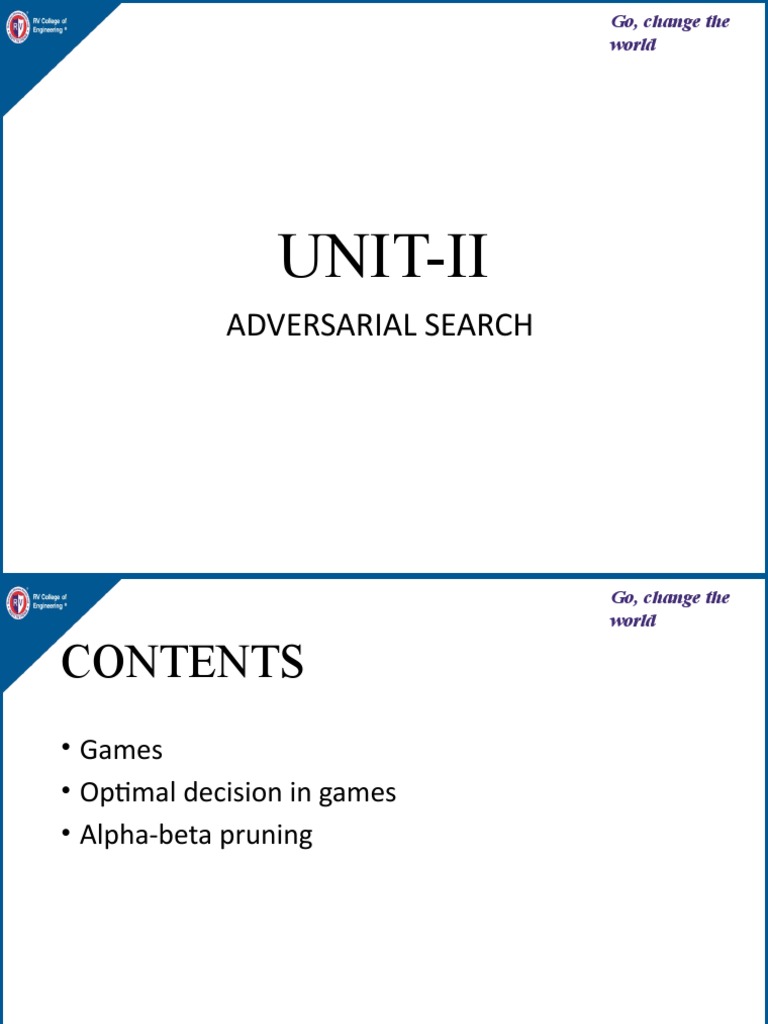 Unit-Ii: Adversarial Search | PDF | First Order Logic | Logic