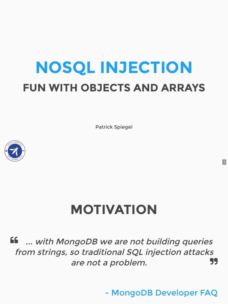 Nosql Injection: Fun With Objects and Arrays | PDF | Databases | No Sql