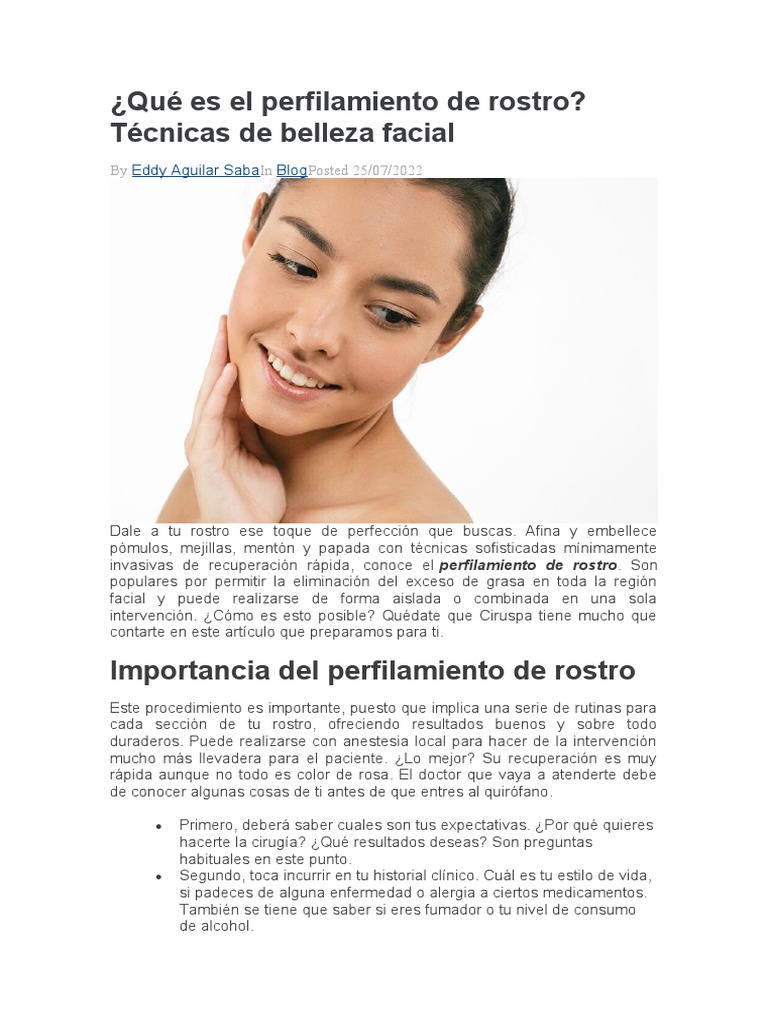 Qué Es El Perfilamiento de Rostro | PDF | Cirugía | Cuidado de la salud