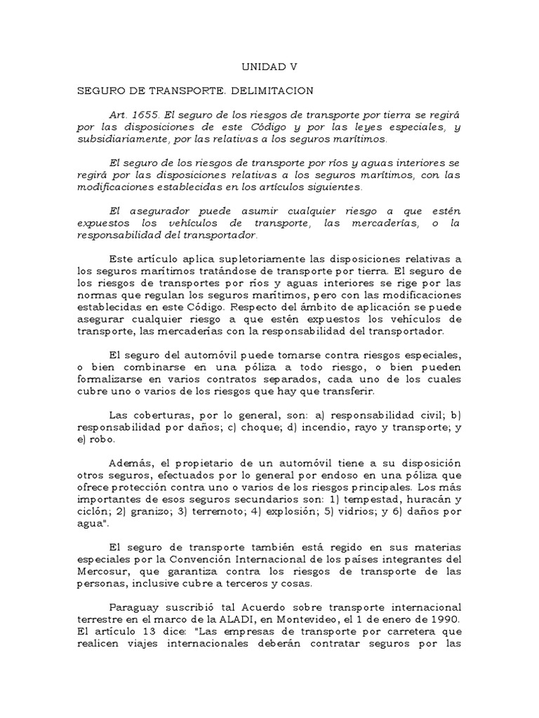 Derecho Comercial Ii - Resumen Unidad V N | PDF | Seguro | Reaseguro