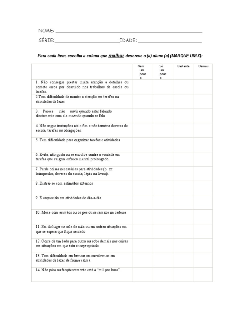 Escala Snap Iv Pdf Completa : Dépistage du TDAH par la SNAP-IV rating ...