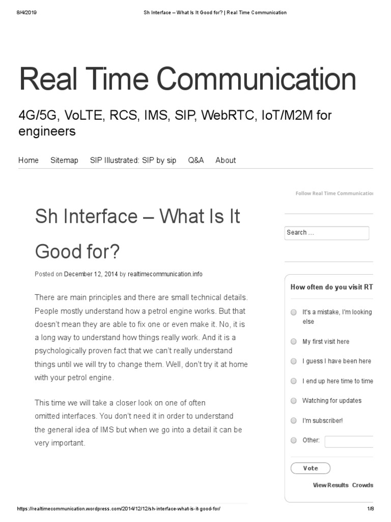 SH Interface - What Is It Good For - Real Time Communication | PDF | Ip ...