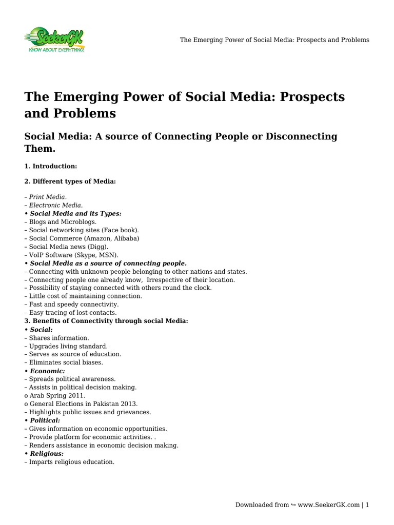Social Media: Benefits and Challenges | PDF | Social Media | Popular ...