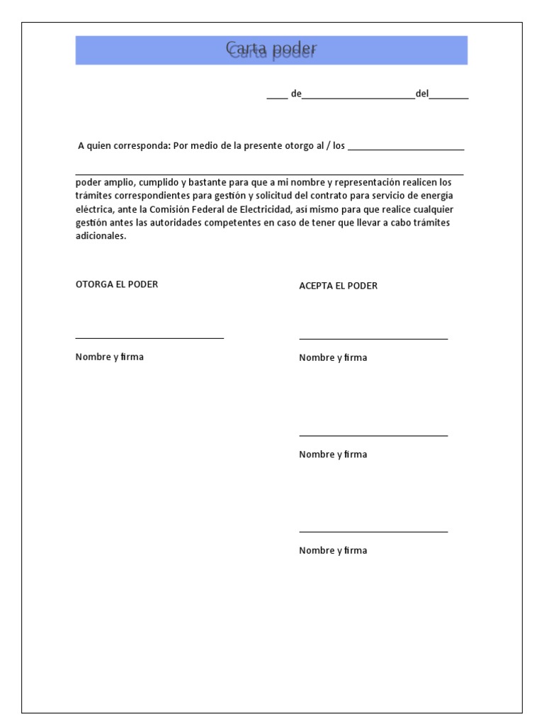 Formato Carta-Poder-CFE-3 | PDF