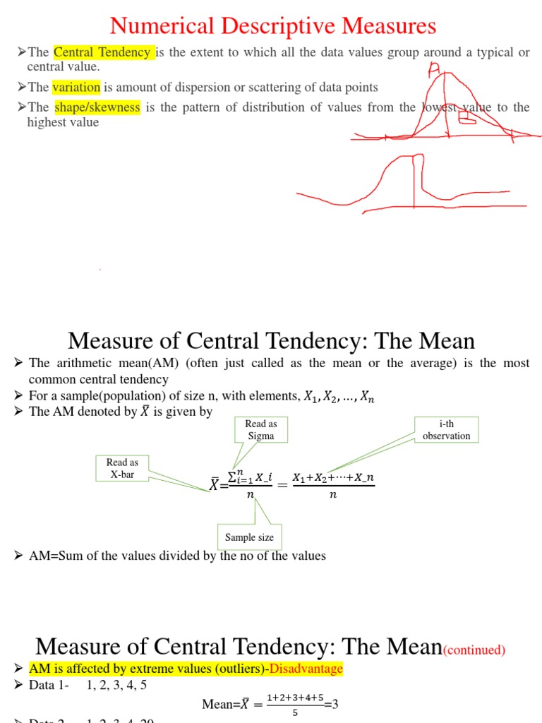 Numerical Descriptive Measures | PDF | Mode (Statistics) | Mean