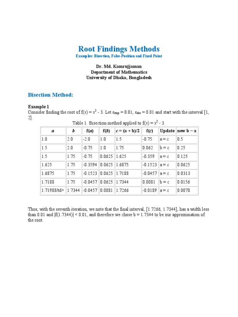 Ch2a Example Root Finding Methods | PDF | Mathematical Objects | Computational Science