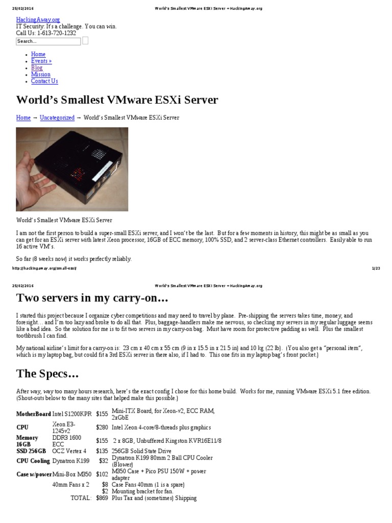 0 - Smallest VMware ESXi Server | PDF | Usb Flash Drive | Computer Architecture