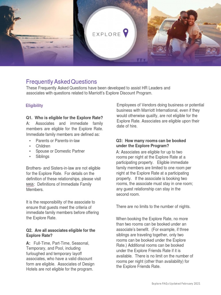 Marriott Explore FAQs | PDF | Franchising | Identity Document