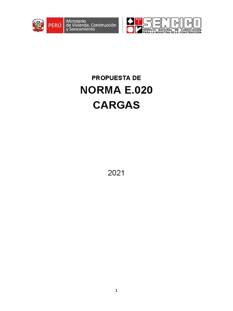 Propuesta Final de La Norma E.020 Cargas Rev 21.10.21 | PDF | Ascensor | Albañilería