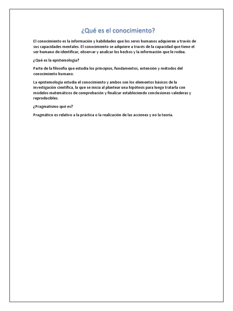 Qué Es El Conocimiento | PDF