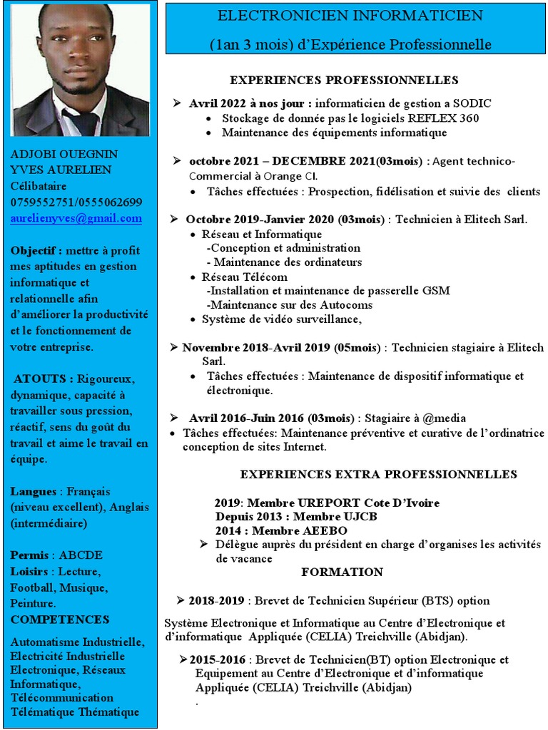 CV Informaticien. | PDF | Informatique | Électronique