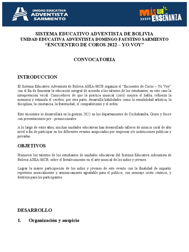 Encuentro de Coros 2022 - Asea MCB Final | PDF | Coro | Bolivia