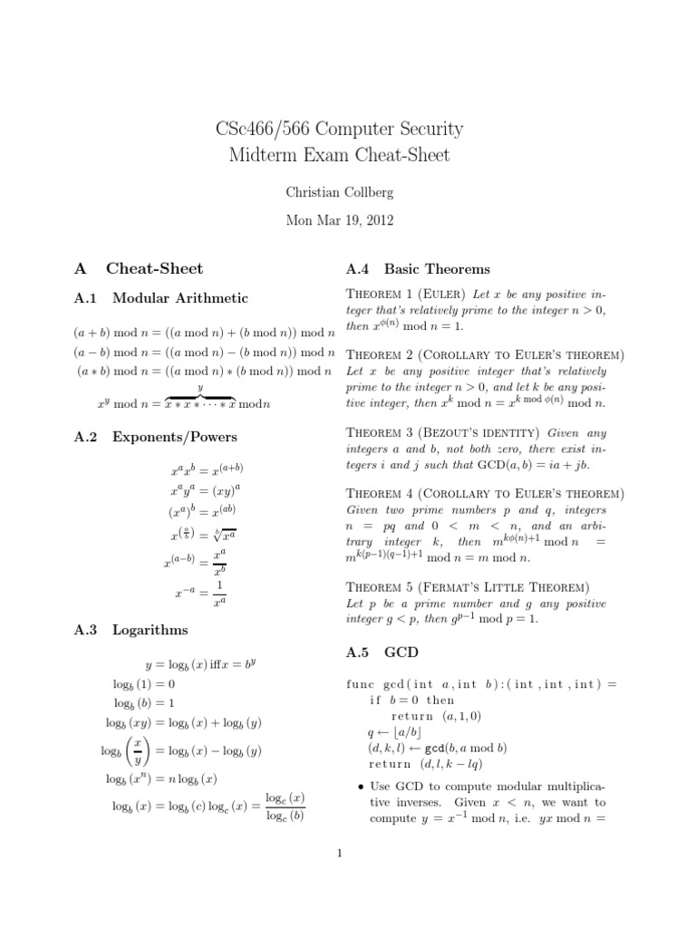 Csc466/566 Computer Security Midterm Exam Cheat-Sheet | PDF | Public ...