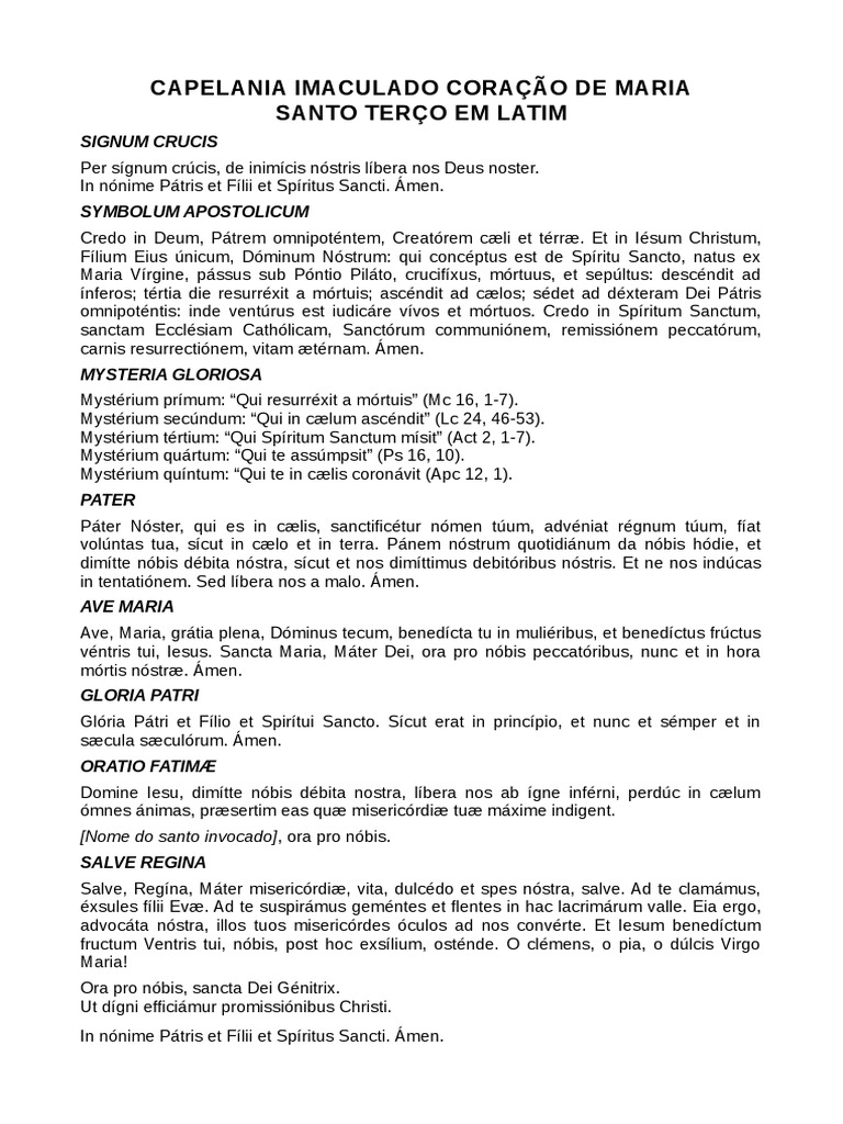 Santo Terço Em Latim Pdf