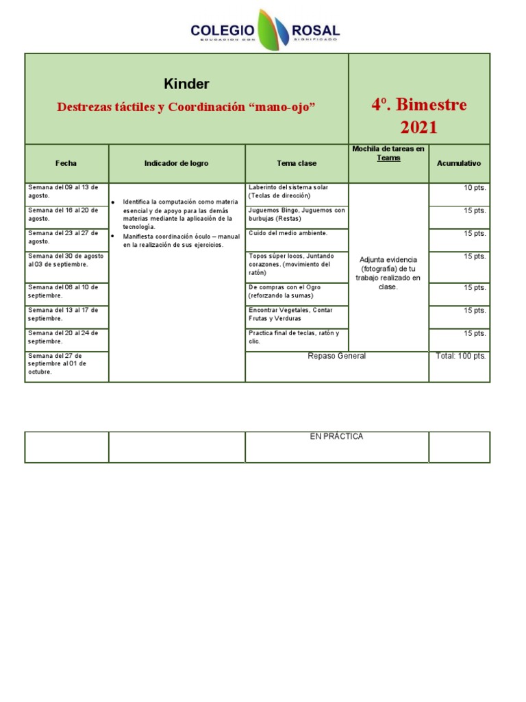 Contenido Kinder, 4o. Bimestre | PDF | Informática