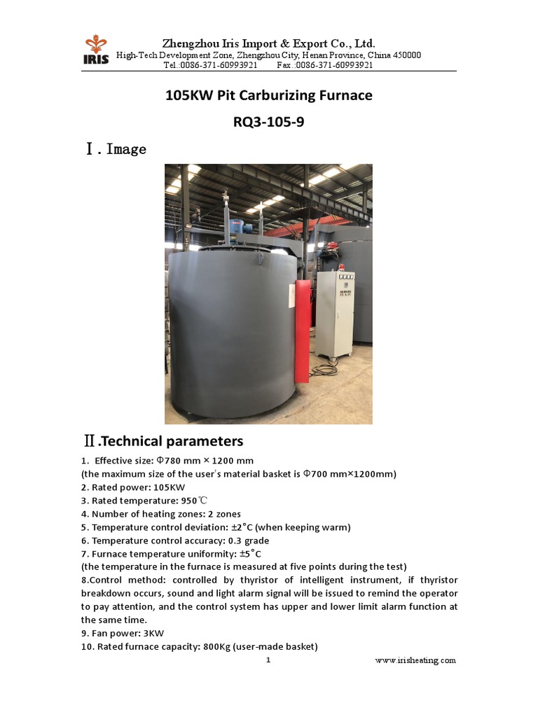 105KW Pit Carburizing Furnace Details | PDF | Electrical Resistance And ...
