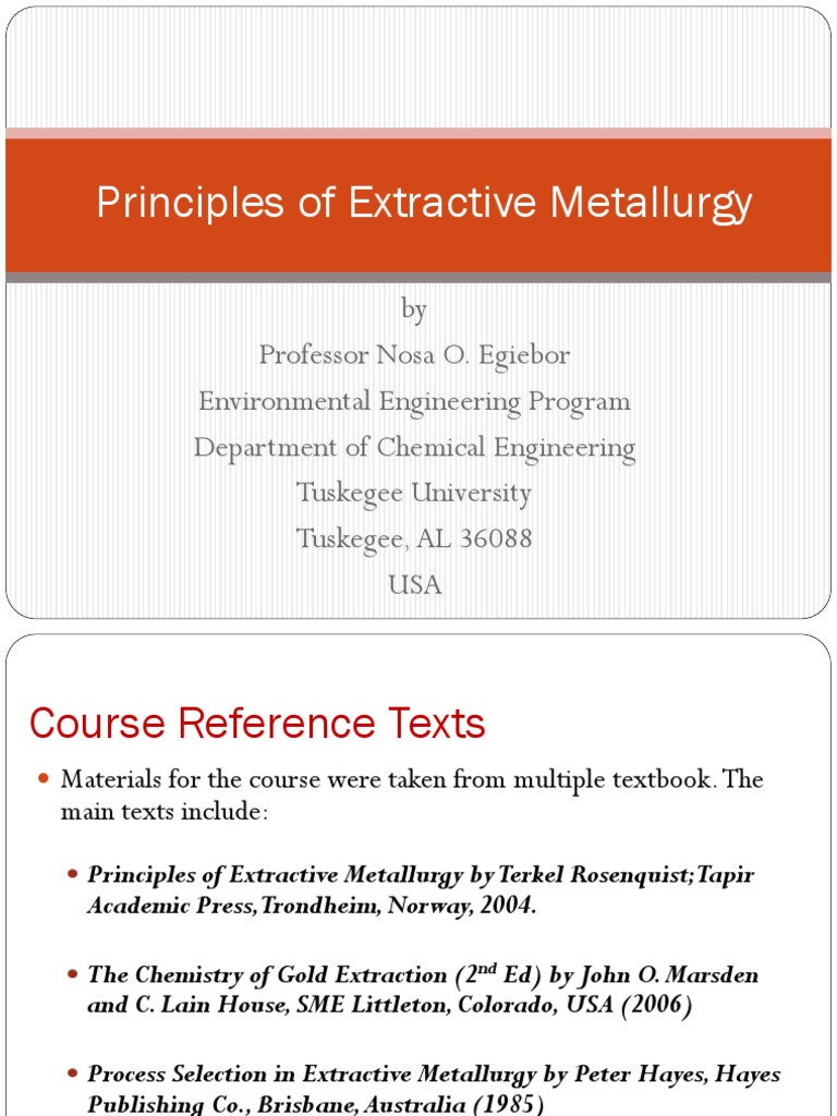 Principles of Extractive Metallurgy | PDF