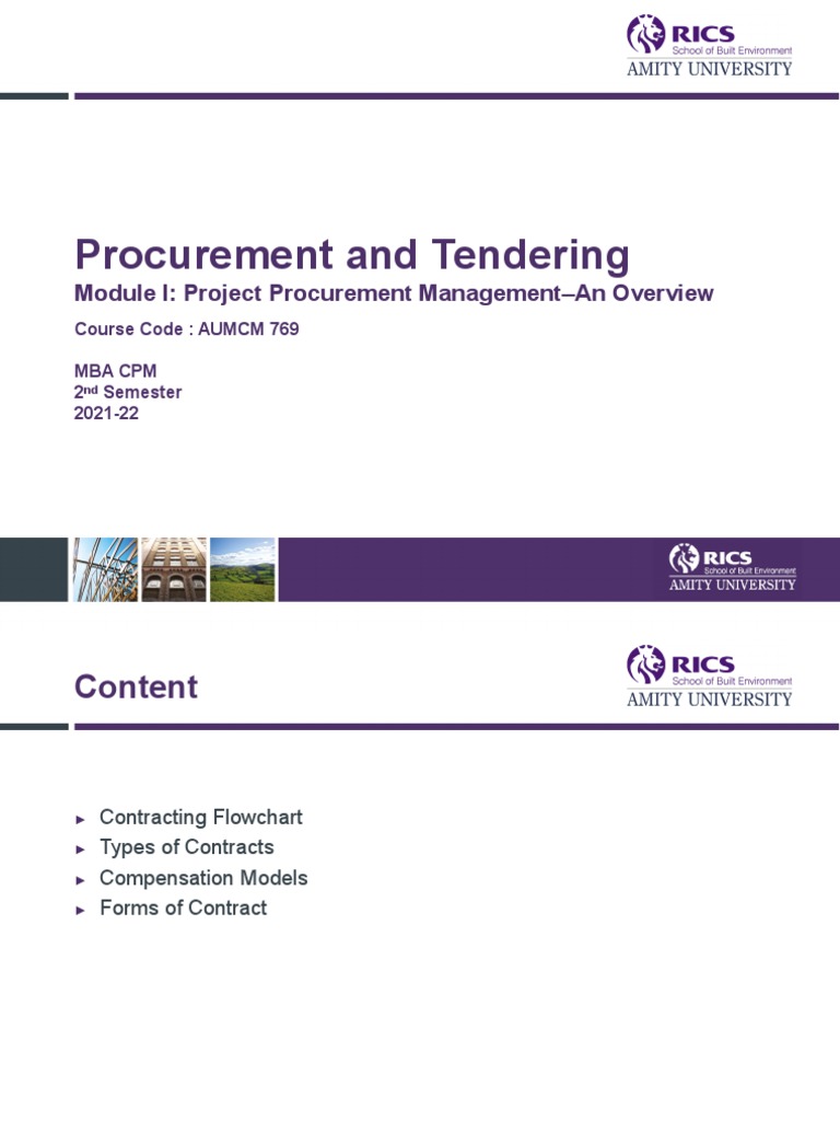 RICS Procurement and Tendering - Module 1-Week 4 5 | PDF | Option ...
