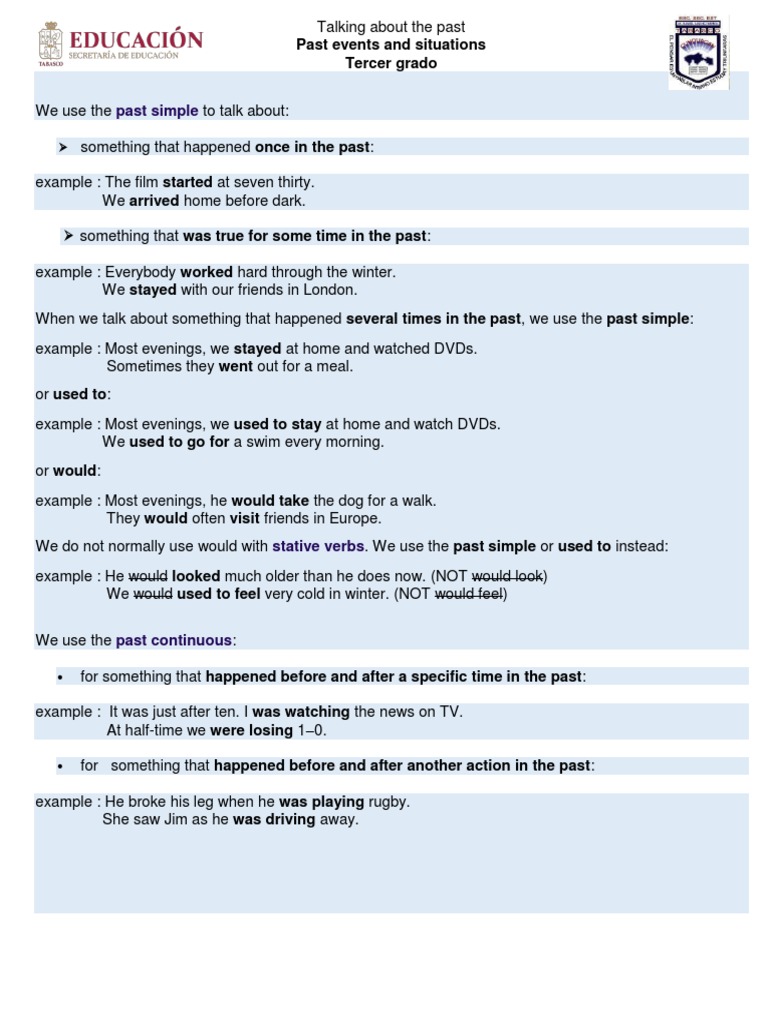 Talking About The Past | PDF | Grammatical Tense | Grammar