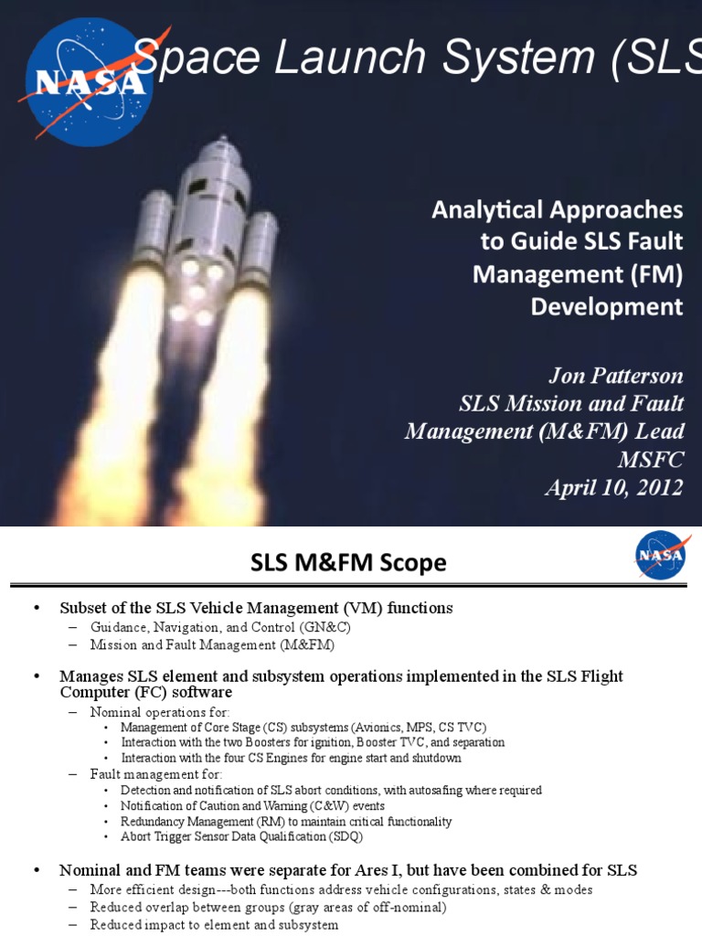 Space Launch System (SLS) : Analy&cal Approaches To Guide SLS Fault ...