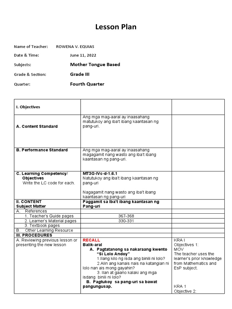 Cot - DLP - MTB 3 | PDF