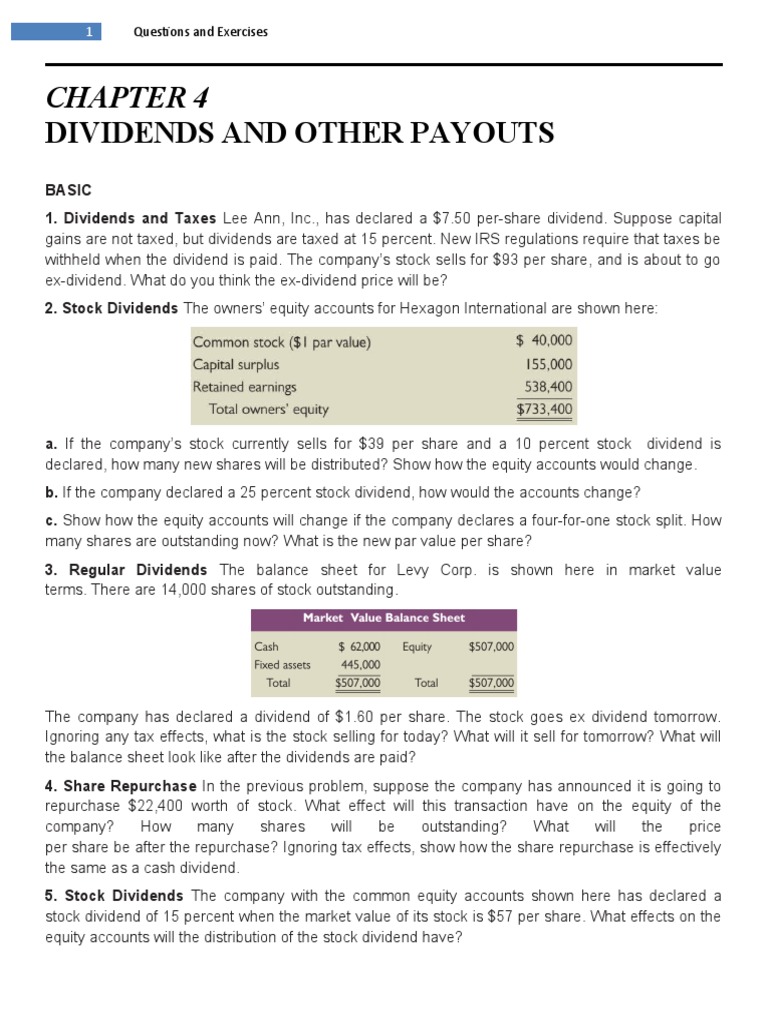 Dividends and Other Payouts | PDF | Dividend | Stocks