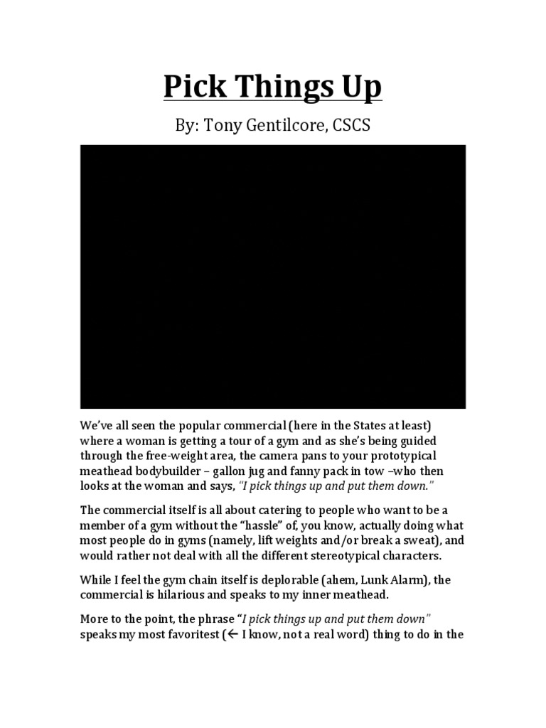 Pick Things Up PDF | PDF | Weight | Physical Exercise