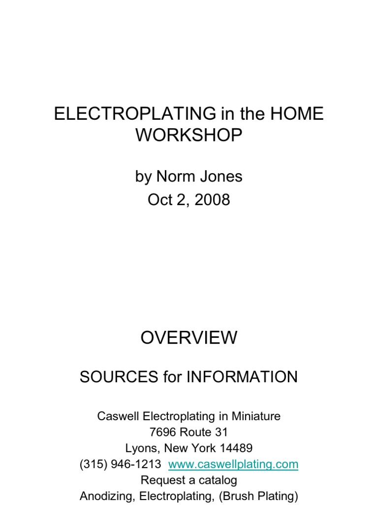 Electroplating in The Home Workshop | PDF