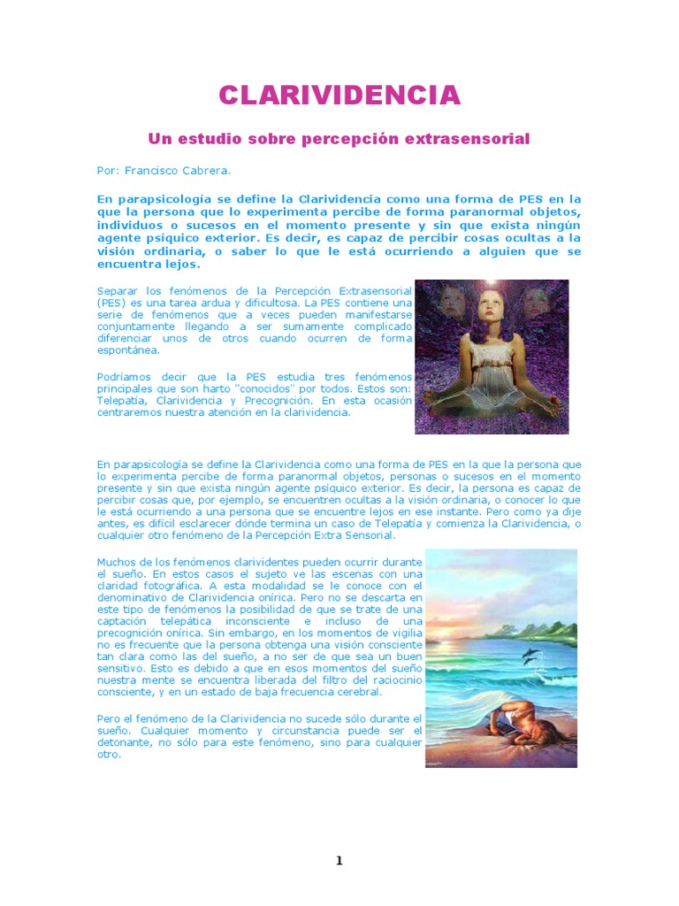 Clarividencia: Explorando la PES | PDF | Telepatía | Percepción ...