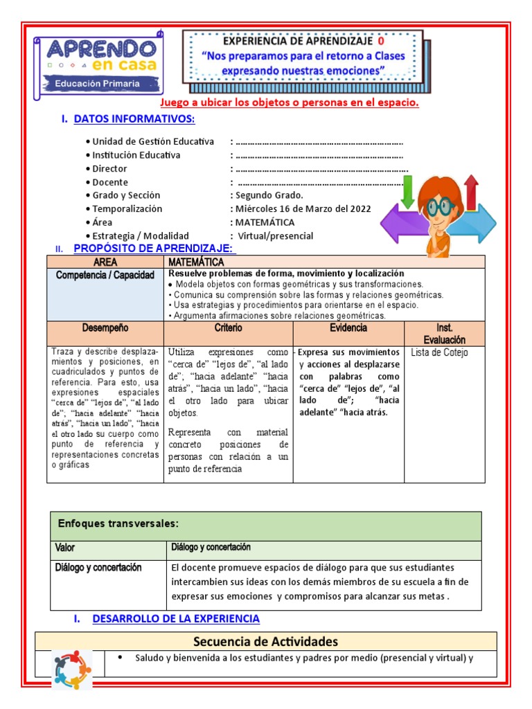 Sesion de Aprendizaje Mat 2do | PDF | Evaluación | Aprendizaje