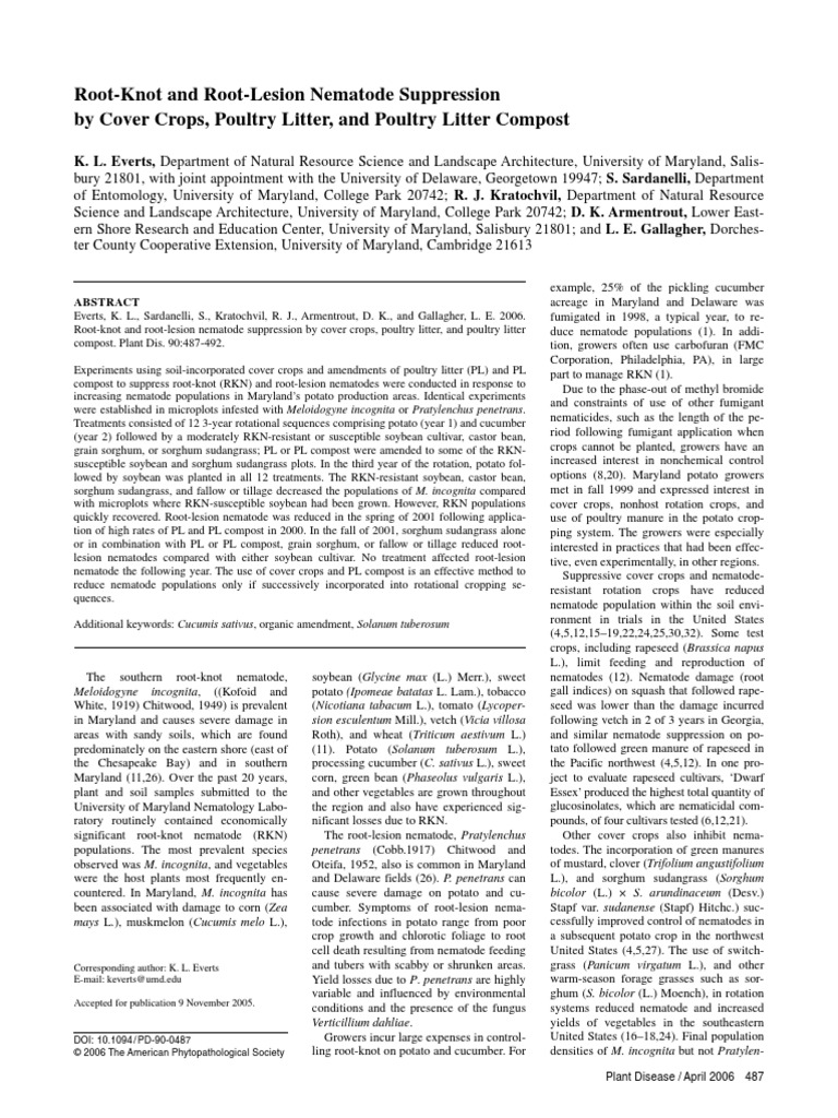 Root-Knot and Root-Lesion Nematode Suppression | PDF | Crop Rotation ...