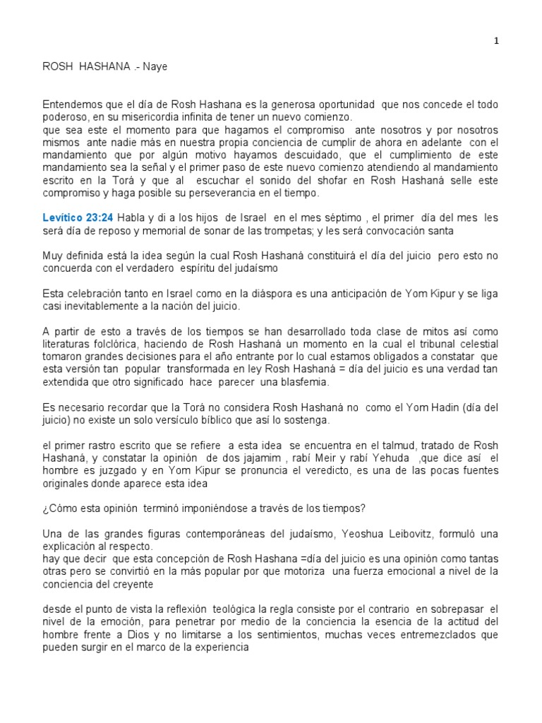 ROSH HASHANA. Naye-1 | PDF | Rosh Hashaná | Yom Kippur