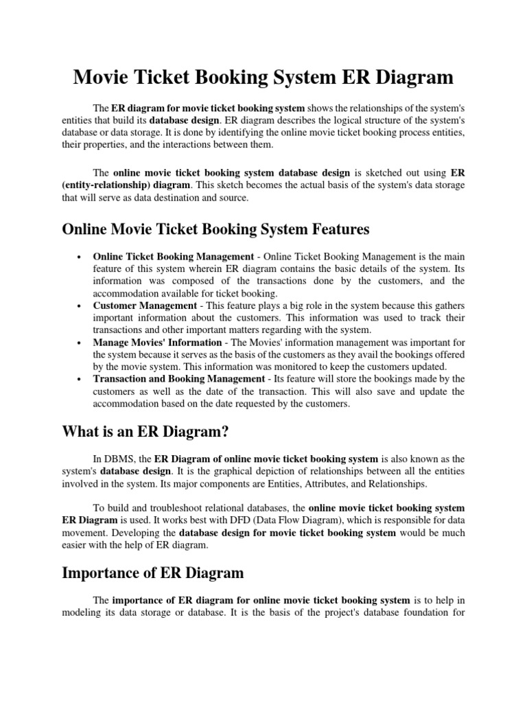 Movie Ticket Booking System Er Diagram Pdf Pdf Database Design