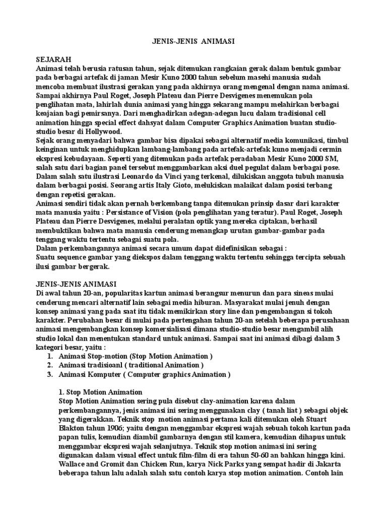 Jenis-Jenis Animasi dan Sejarahnya | PDF | Komputer | Teknologi & Rekayasa