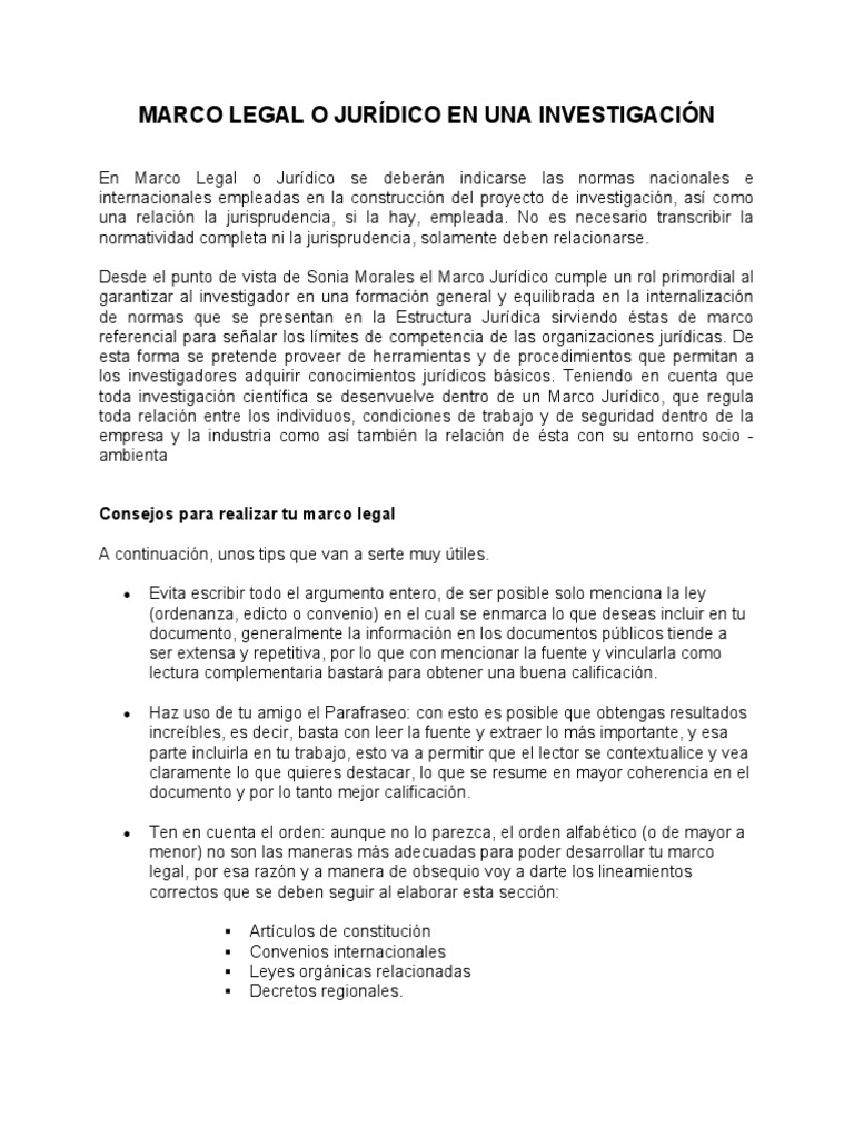 Sesion 10 - Marco Legal o Jurídico en Una Investigación | PDF ...