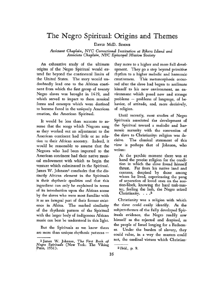 Spirituals - Origins and Themes | PDF