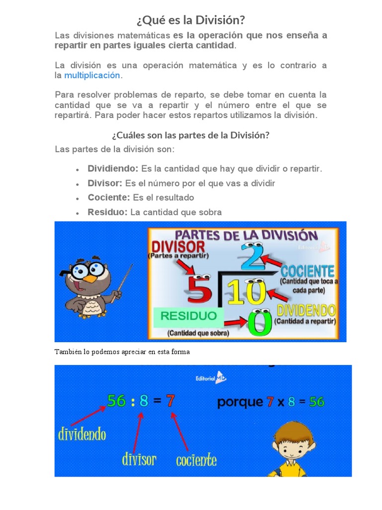 Partes de la División Matemática | PDF | Métodos y materiales de enseñanza