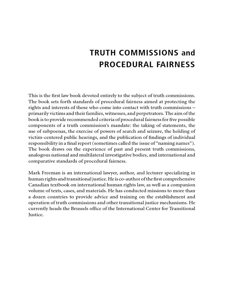 Mark Freeman - Truth Commissions and Procedural Fairness | PDF ...