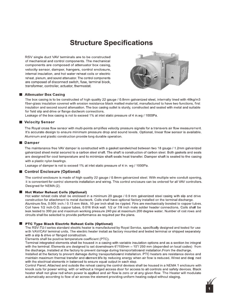 Caja VAV - Ficha Tecnica RSV | PDF