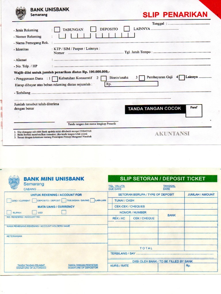 Form Slip Penarikan Dan Setoran | PDF