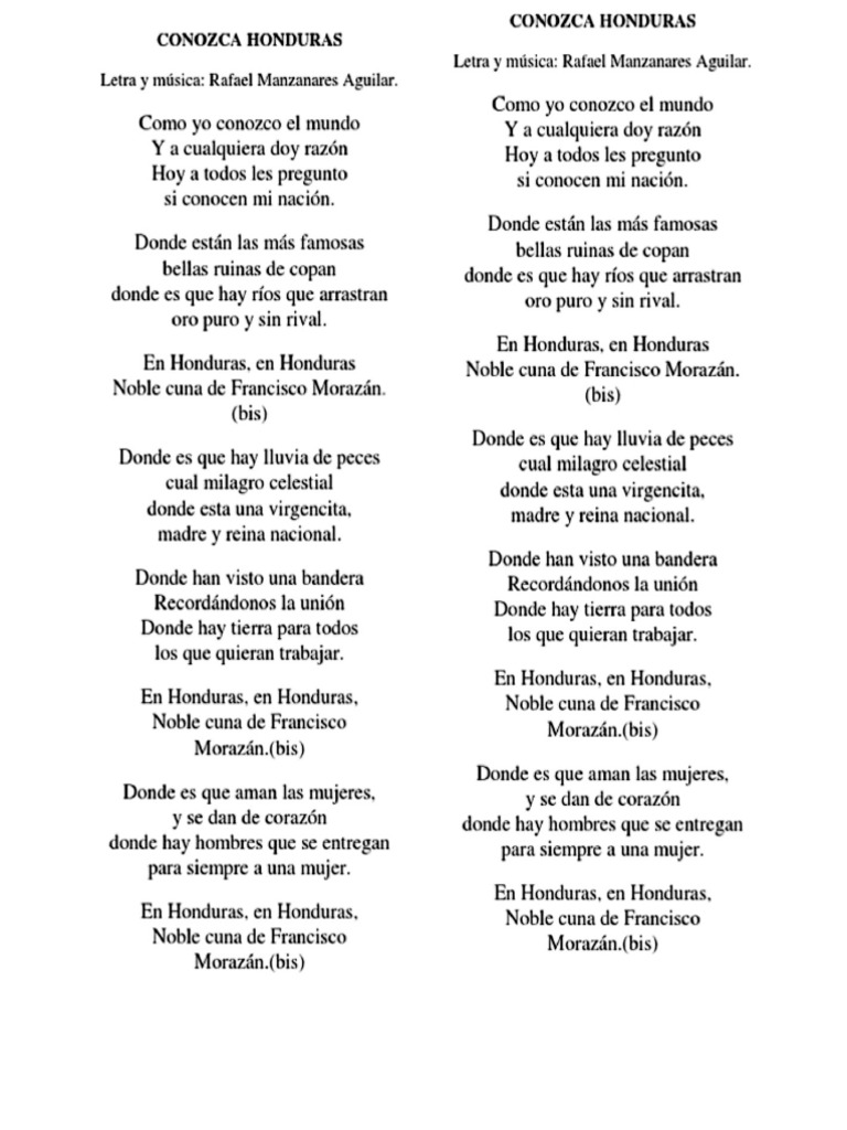 Conozco Honduras Letra | PDF