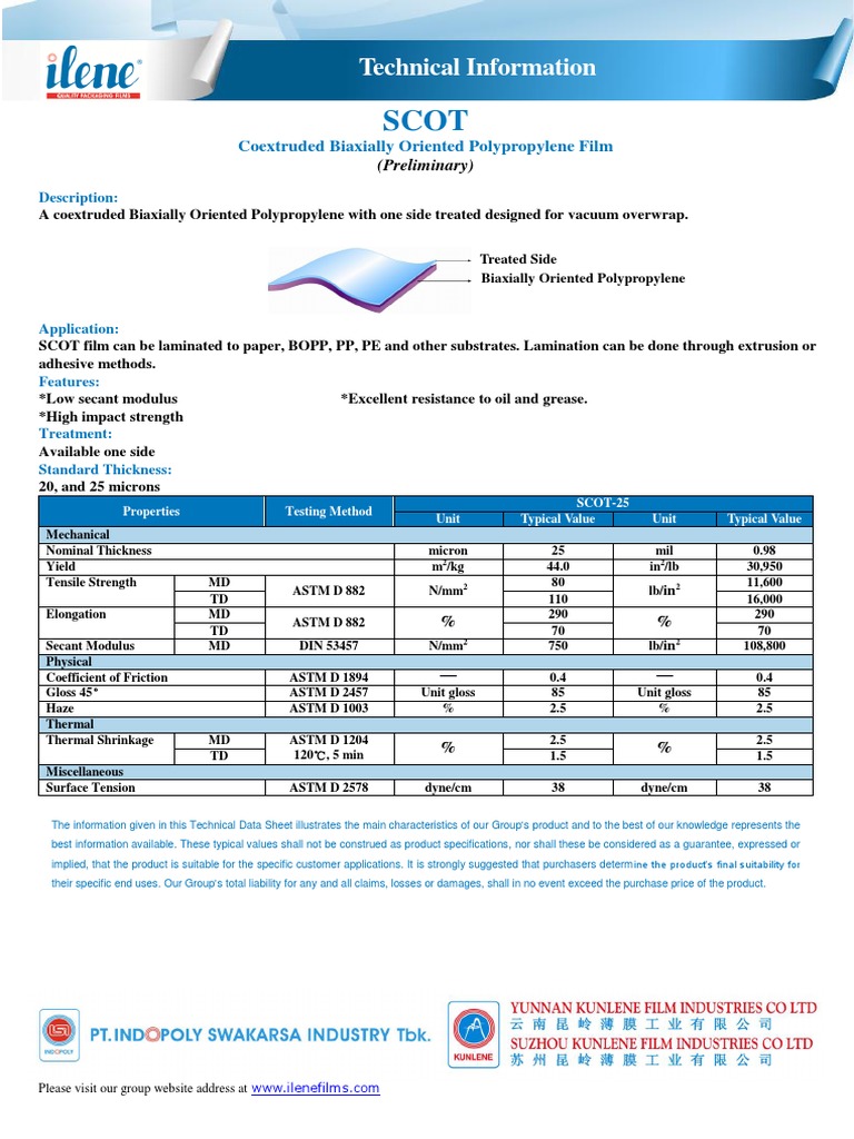 Technical Information: Coextruded Biaxially Oriented Polypropylene Film ...